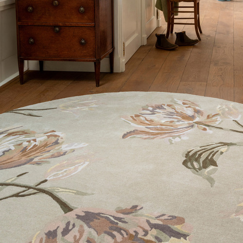 Natural & Sage Green Gosford Round Wool-Blend Rug | Temple & Webster