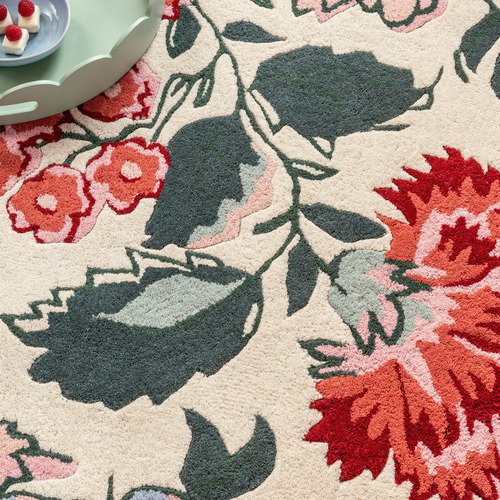 Poppy Red Wendling Floral Hand-Tufted Wool Rug | Temple & Webster