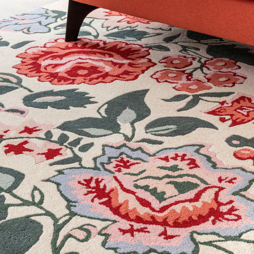 Poppy Red Wendling Floral Hand-Tufted Wool Rug | Temple & Webster