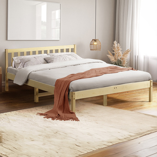 Natural Hamilton Pine Wood Platform Bed | Temple & Webster