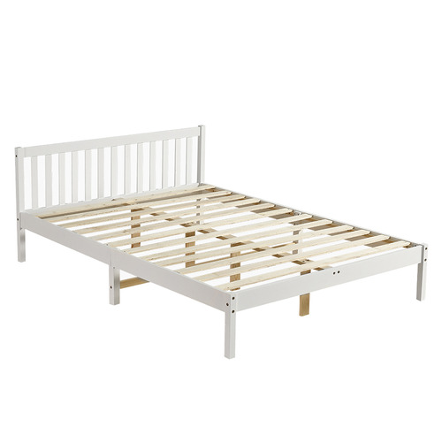 White Hamilton Pine Wood Platform Bed | Temple & Webster