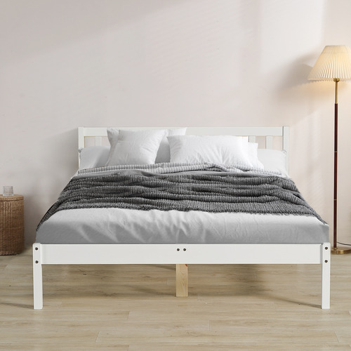 White Hamilton Pine Wood Platform Bed | Temple & Webster