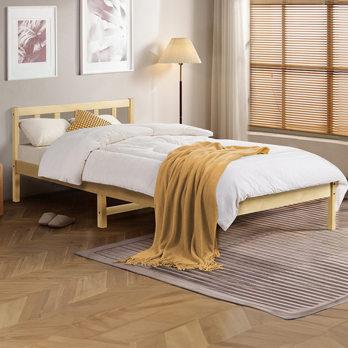 Natural Hamilton Pine Wood Platform Bed | Temple & Webster