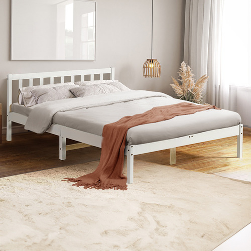 White Hamilton Pine Wood Platform Bed | Temple & Webster