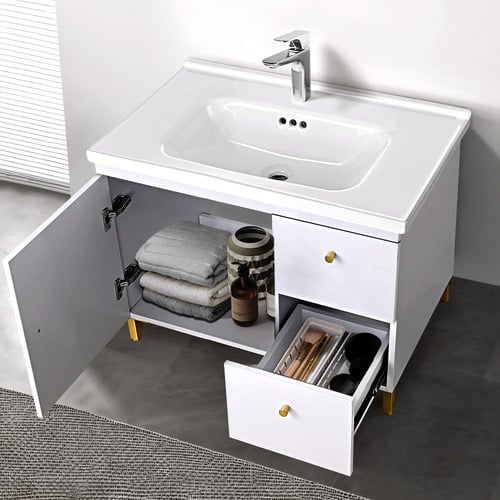 BraxtonHome Yuli 800mm Freestanding Single Vanity with Ceramic ...