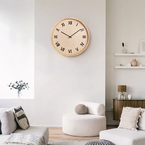 BraxtonHome 70cm Natural Vatterio Wall Clock | Temple & Webster