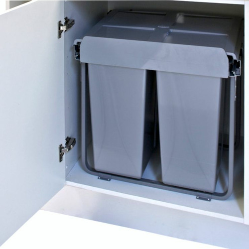 Domestique 68L Steel Twin Slide Out Waste Bin with Door Mount | Temple ...