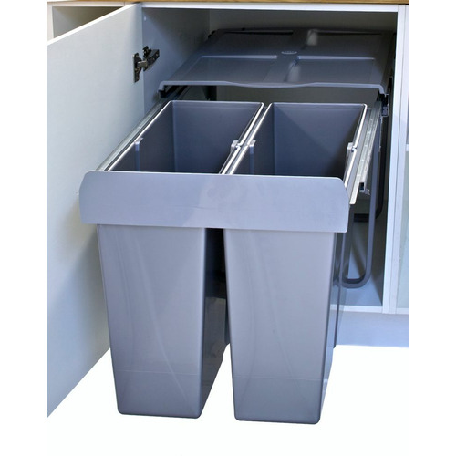 Domestique 68L Steel Twin Slide Out Waste Bin with Door Mount | Temple ...