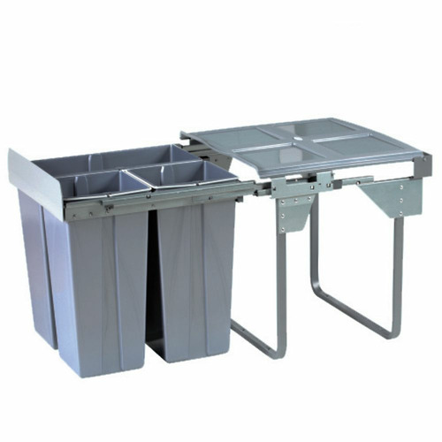 Domestique 68L Steel Twin Slide Out Waste Bin with Door Mount | Temple ...