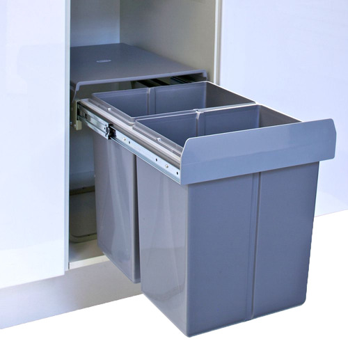 Elite Domestique 40L Steel Twin Slide Out Waste Bin with Door Mount for ...