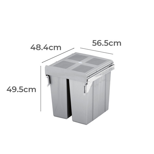 Elite Valet 90L Steel Twin Slide Out Waste Bin | Temple & Webster