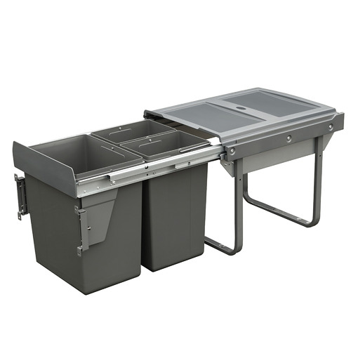 Domestique 40L Steel Triple Slide Out Waste Bin with Door Mount ...