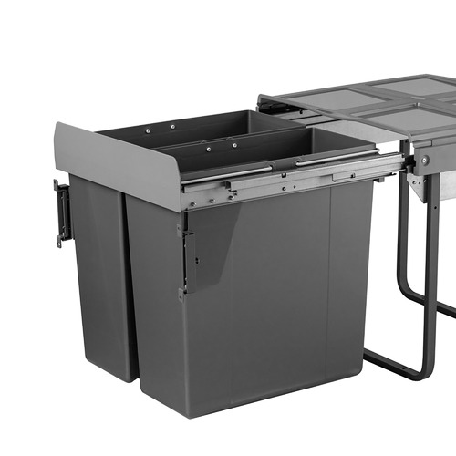 Elite Domestique 68L Steel Twin Slide Out Waste Bin with Door Mount ...