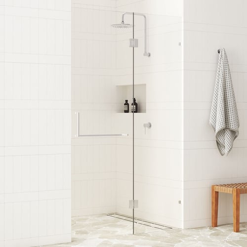 Chrome Prime Glass Shower Screen with Square Handle | Temple & Webster