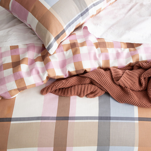 Pink Checkered Miranda Cotton Quilt Cover Set | Temple & Webster