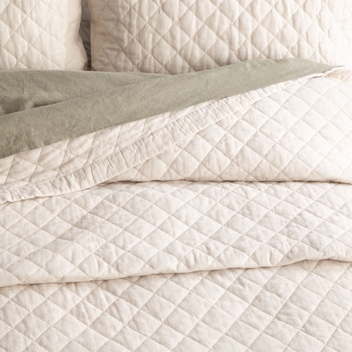 Natural Cavallo French Linen Coverlet Set | Temple & Webster