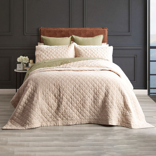 Natural Cavallo French Linen Coverlet Set | Temple & Webster