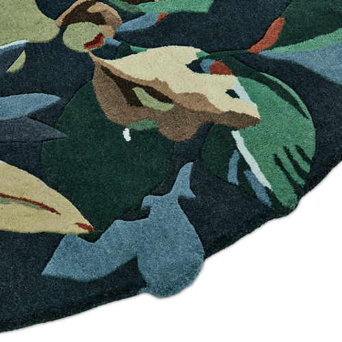 Forest Green Robin's Wood Hand-Tufted Round Rug | Temple & Webster