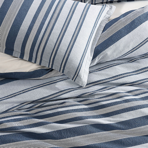Platinum Indigo Hunter Cotton Seersucker Quilt Cover Set | Temple & Webster
