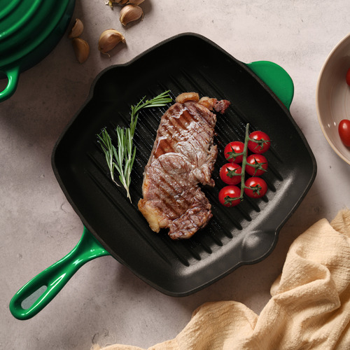 2 Piece Cast Iron Fry Pan & Grill Pan Set | Temple & Webster