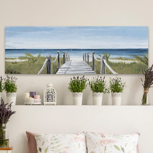 GalerieArtCo Beach Walkway Stretched Canvas Wall Art | Temple & Webster