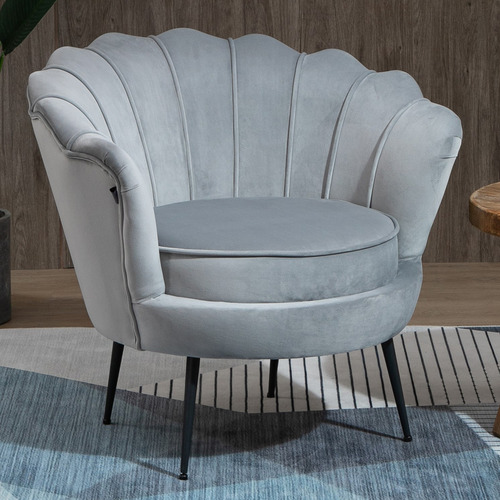 Artiss Velvet Shell recognized Back Armchair Grey