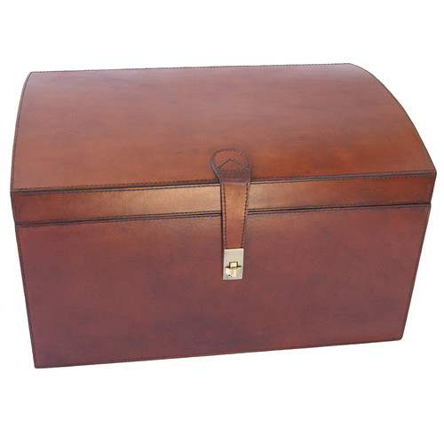 Kundra Tan Leather Curve Top Storage Box | Temple & Webster