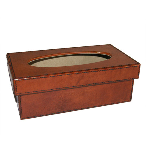 Kundra Tan Leather Tissue Box | Temple & Webster