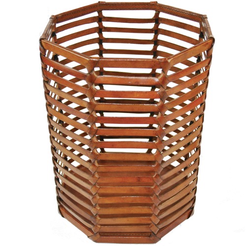 Caged Leather Rubbish Bin | Temple & Webster