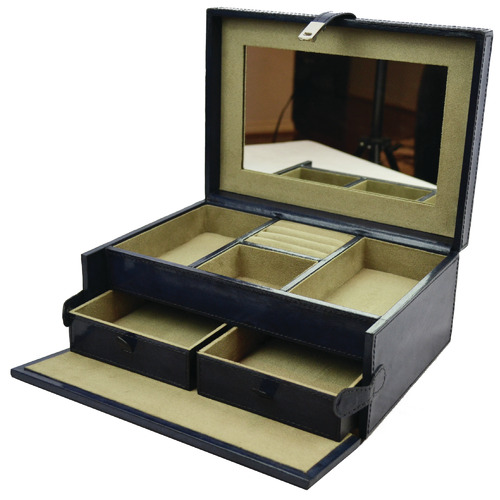 Kundra Blue Pandora Leather Jewellery Box | Temple & Webster