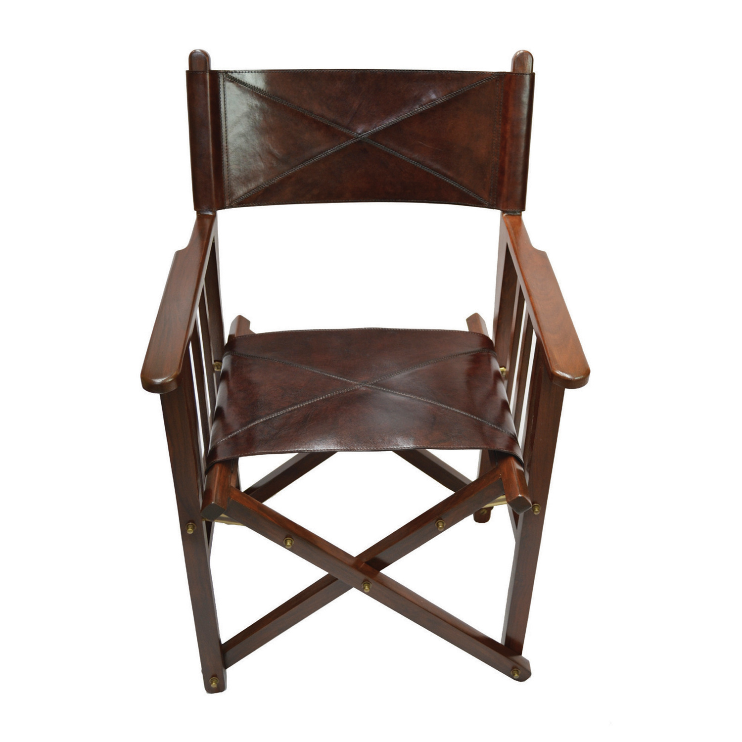 Kundra Dark Brown Buffalo Leather Director's Chair | Temple & Webster