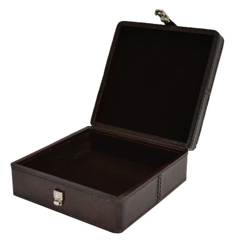 Dark Leather Square Box | Temple & Webster