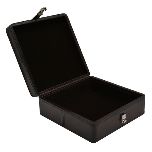 Dark Leather Square Box | Temple & Webster