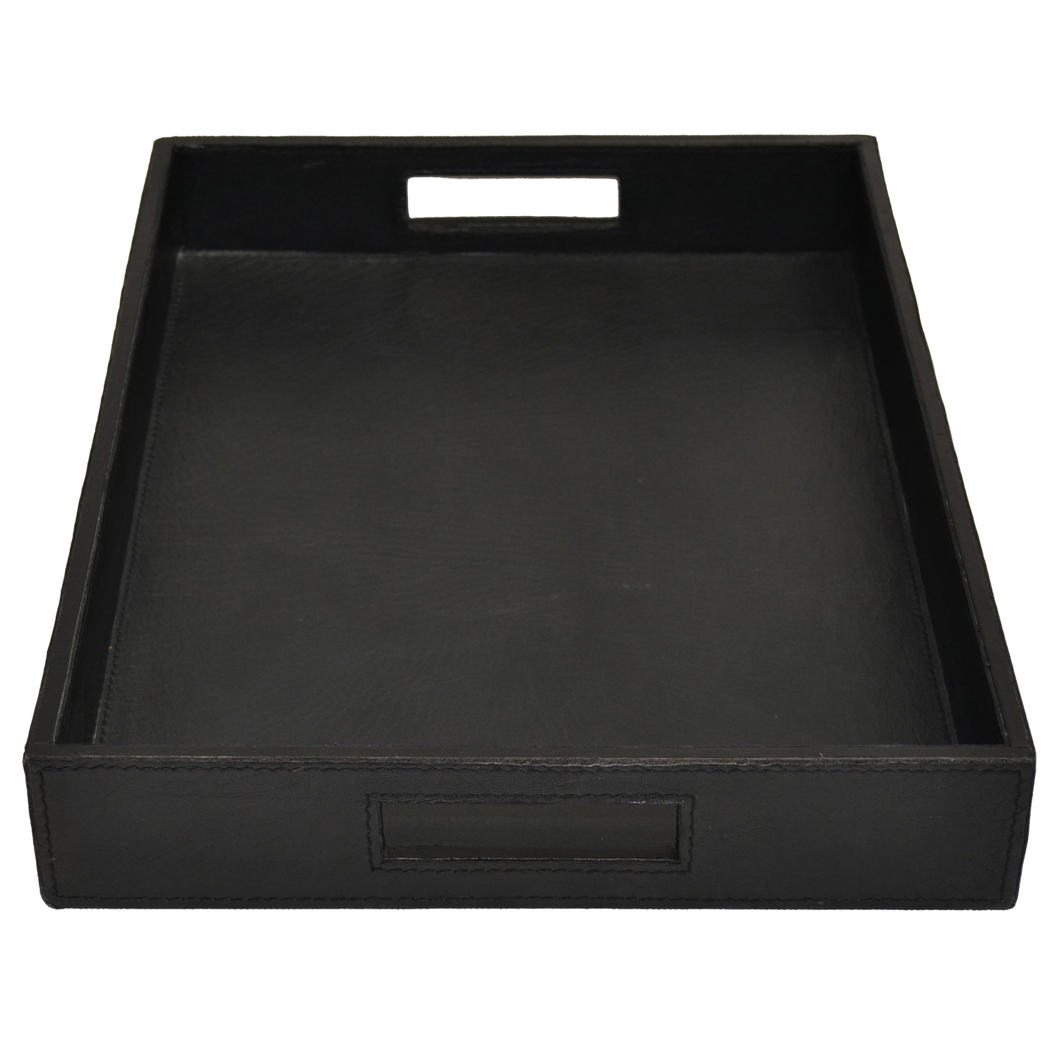 Black 44cm Buffalo Leather Tray | Temple & Webster