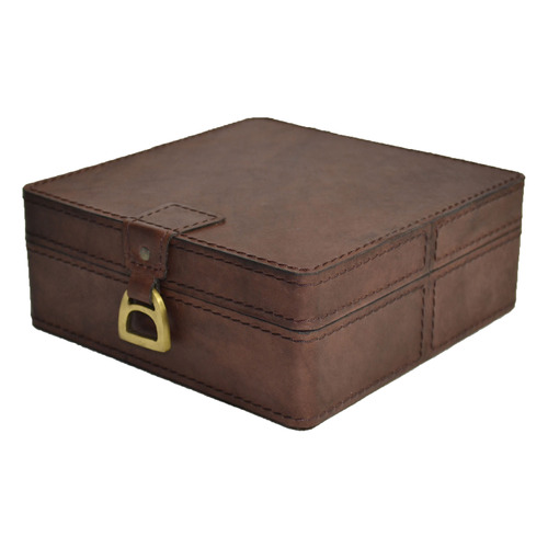 Square Leather Box with Stirrups | Temple & Webster