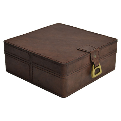 Square Leather Box with Stirrups | Temple & Webster