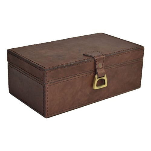 Kundra Brown Leather Box with Stirrup | Temple & Webster