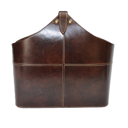 Kundra Dark Leather Magazine Storage | Temple & Webster