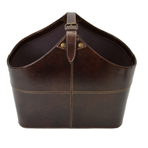 Kundra Dark Leather Magazine Storage | Temple & Webster