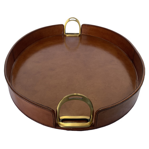 Oval Leather Tray with Stirrups | Temple & Webster