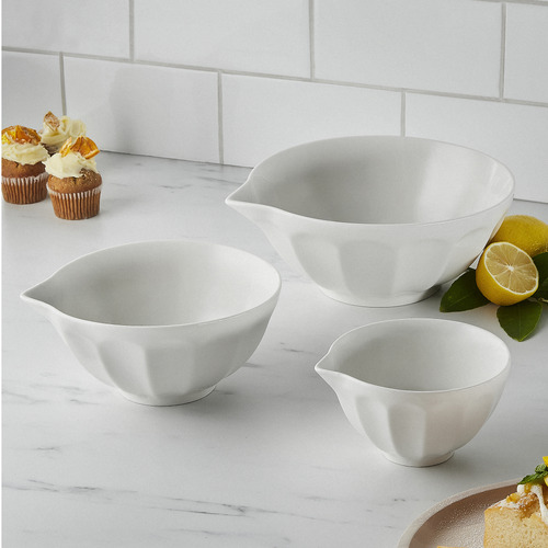 3 Piece Mona Porcelain Mixing Bowl Set | Temple & Webster