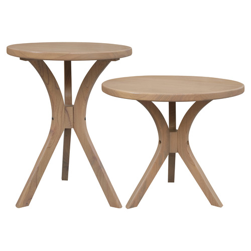 2 Piece William Cedar Wood Side Table | Temple & Webster