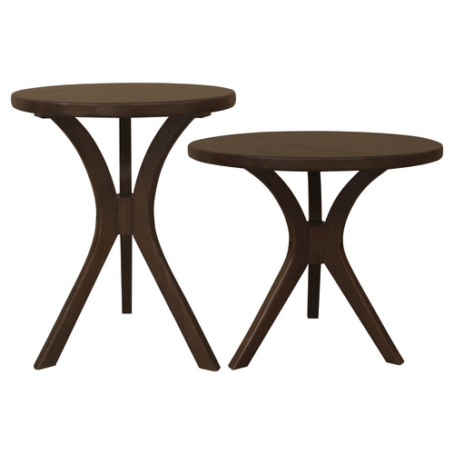2 Piece William Cedar Wood Side Table | Temple & Webster