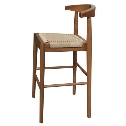 65cm Dunlap Indonesian Oak Wood Bar Stool | Temple & Webster