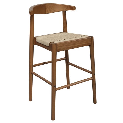 65cm Dunlap Indonesian Oak Wood Bar Stool | Temple & Webster