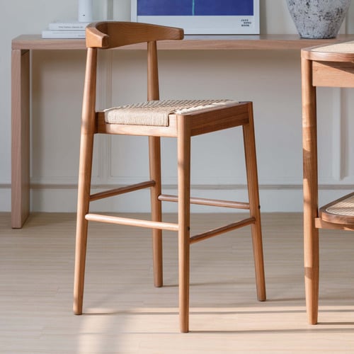 65cm Dunlap Indonesian Oak Wood Bar Stool | Temple & Webster