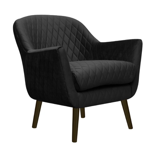 Brooklyn and Bella Quilted Velvet Club Chair with Black Legs | Temple ...
