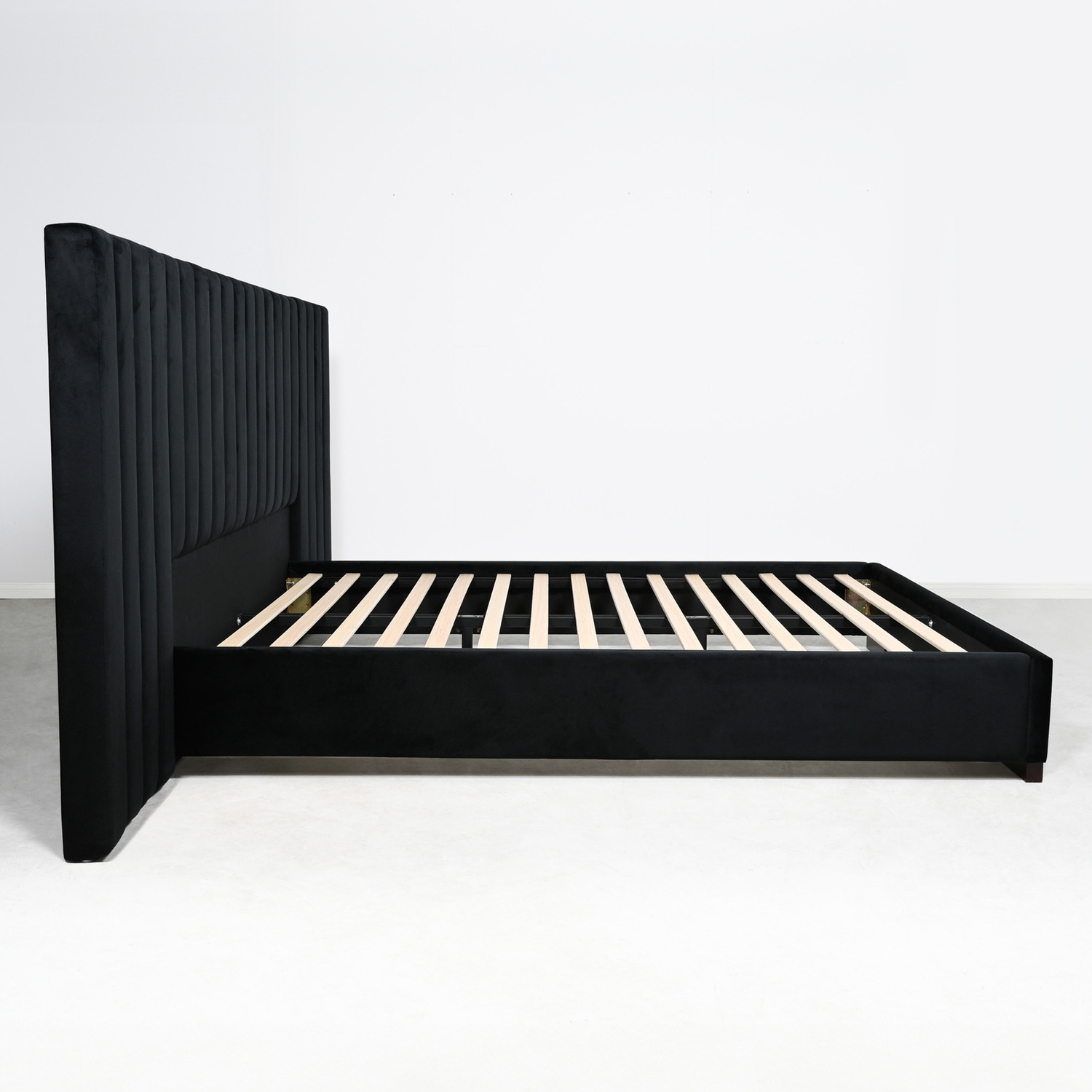 Brooklyn and Bella Cecilia Velvet Bed Frame with Extended Bedhead ...