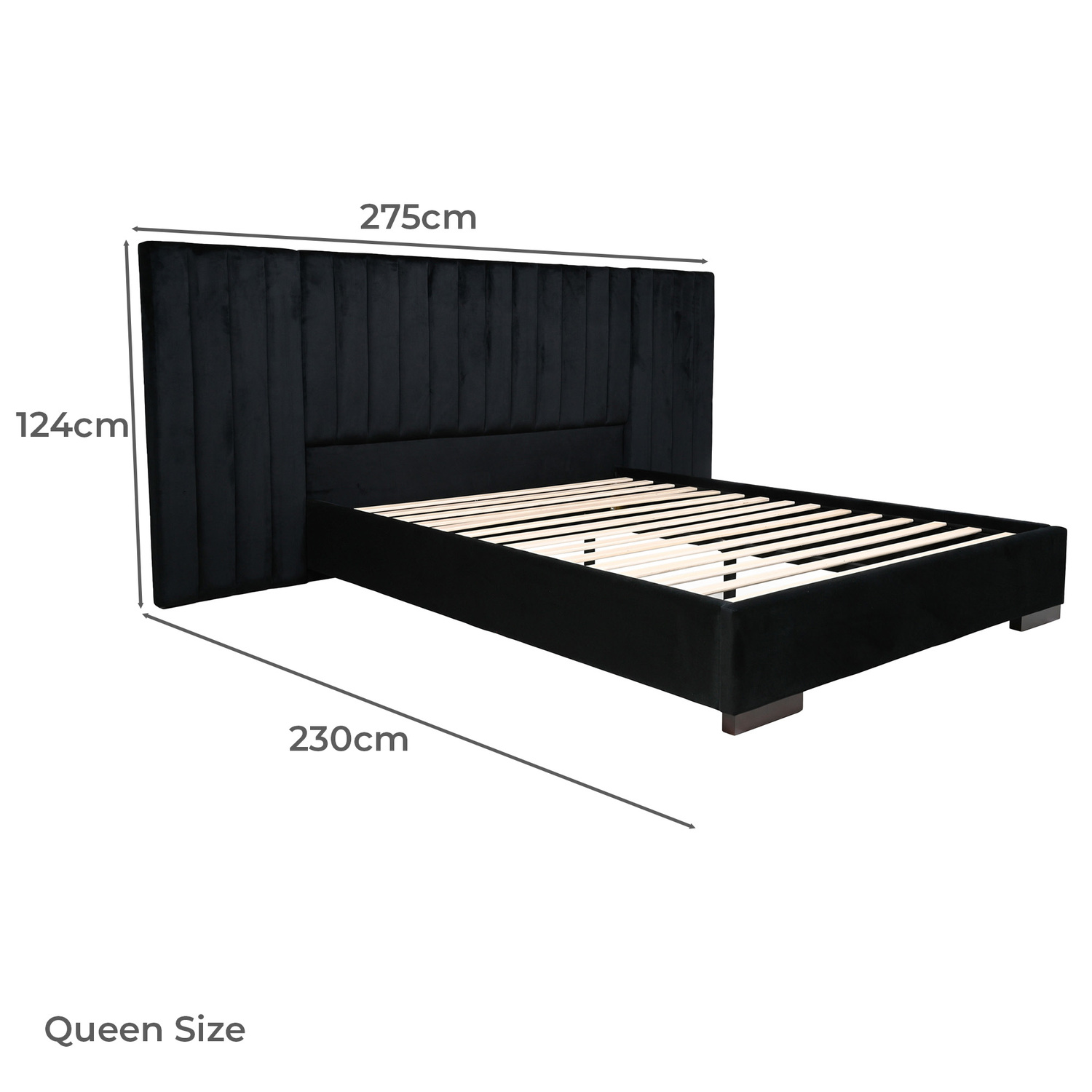 Brooklyn and Bella Cecilia Velvet Bed Frame with Extended Bedhead ...