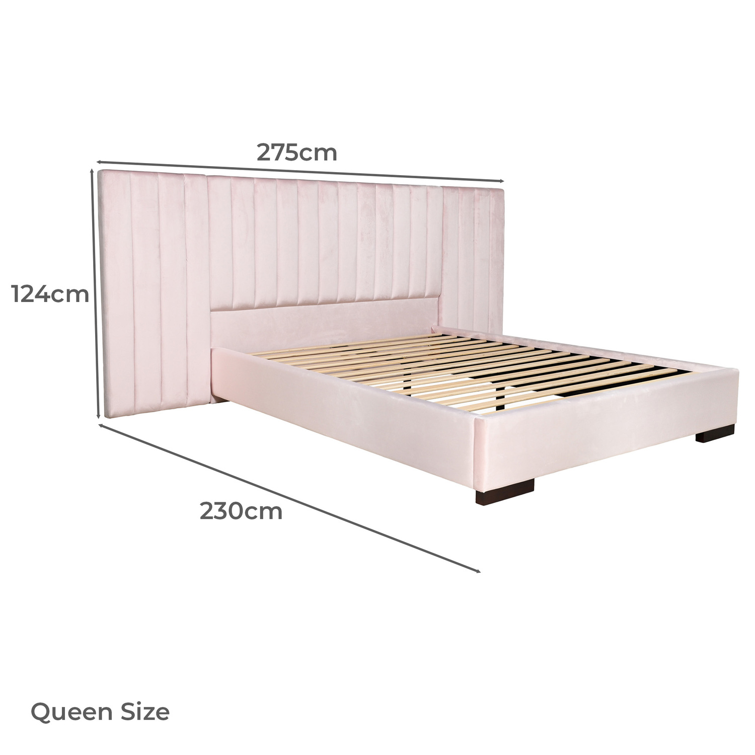 Brooklyn and Bella Cecilia Velvet Bed Frame with Extended Bedhead ...
